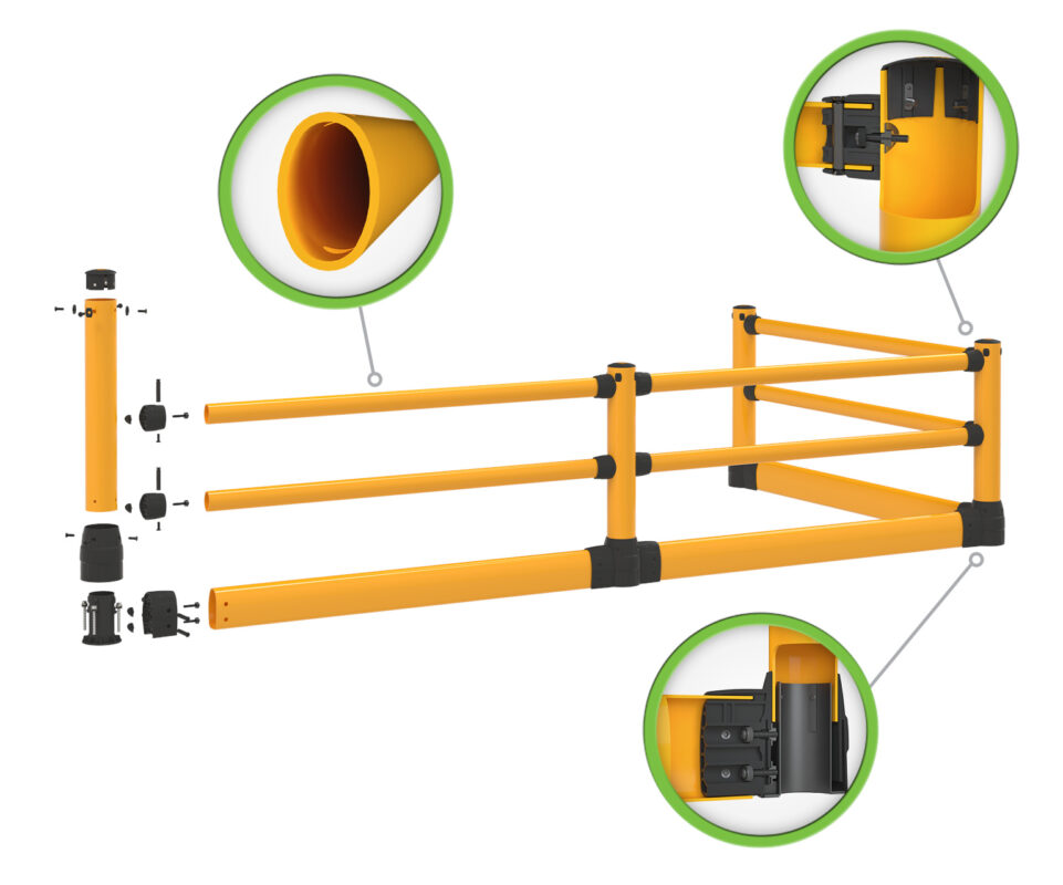 Kunststof aanrijdbeveiliging Flex+ Pedestrian met Ground Guard - Metec ...